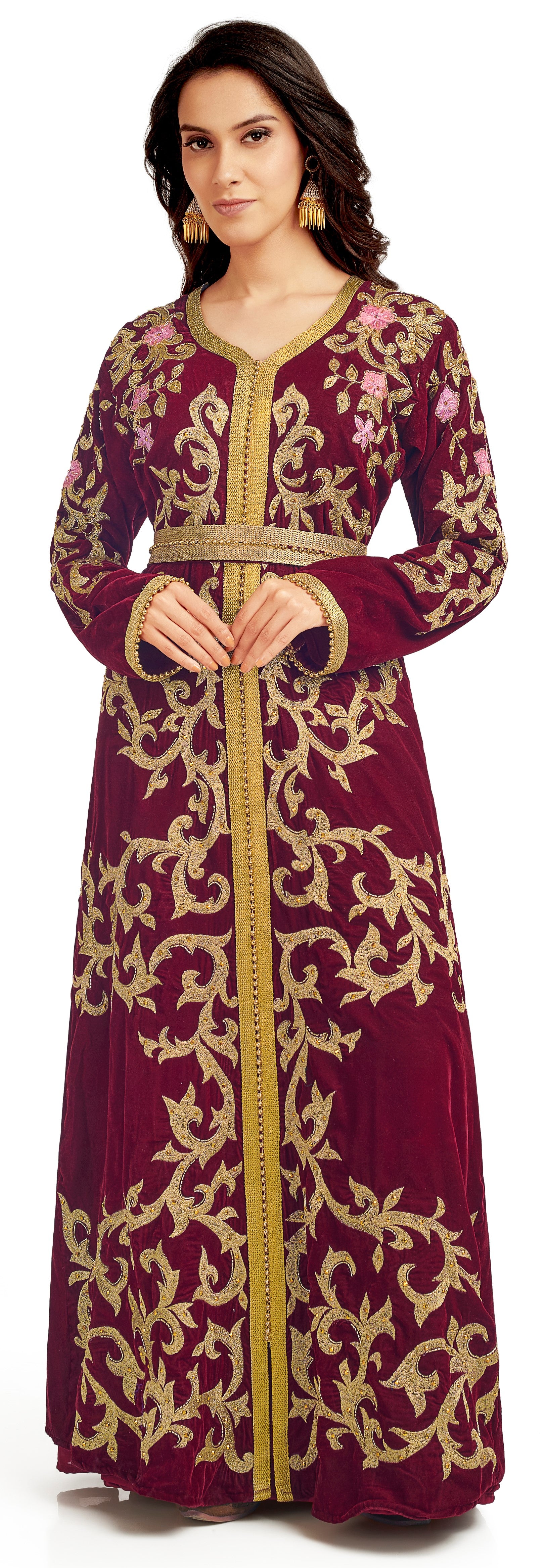 Wine Velvet Wedding Luxury Gown – Maxim Creation