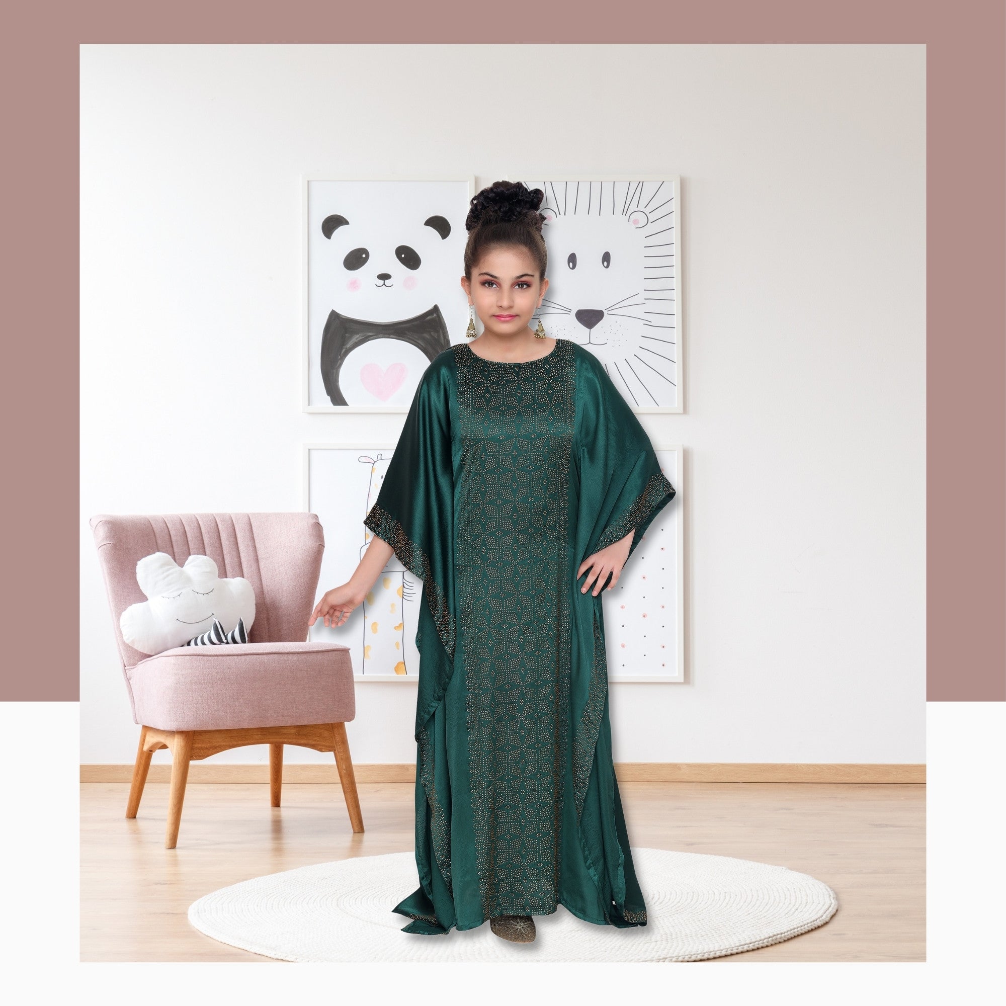 Resort Wear Bottle Green Satin Maxi – Maxim Creation