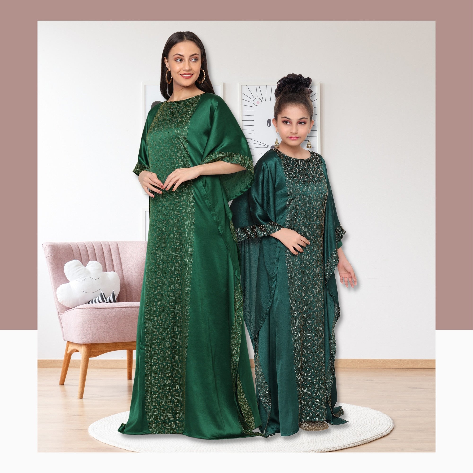 Resort Wear Bottle Green Satin Maxi – Maxim Creation