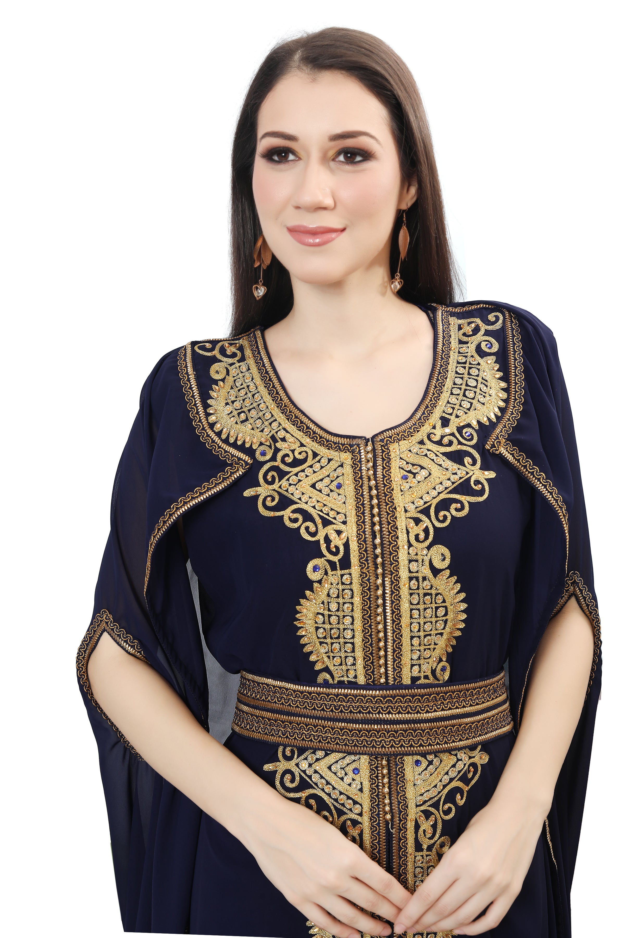 Navy Blue Karakou Algerian Caftan Mermaid Gown – Maxim Creation